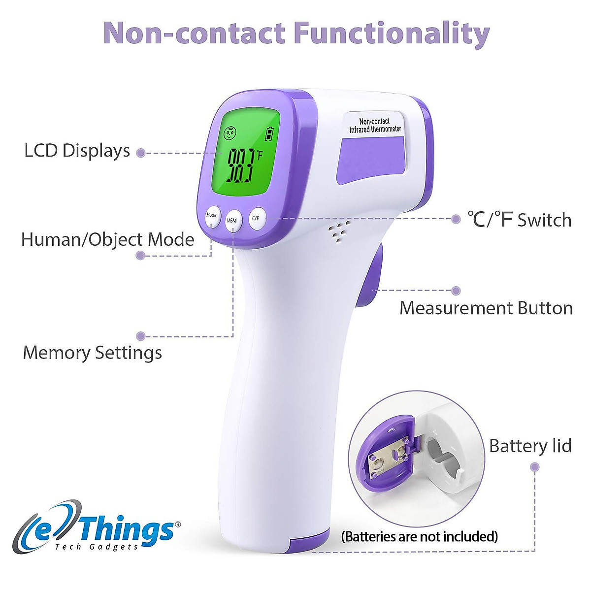 eZthings Thermometer Heavy Duty Infrared Forehead Non-Contact for Medical Offices, Hospitals, Physicians