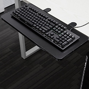 JAPCHET 20.5x9.8 Inches Ergonomics Desk Extender Tray, Clamp-on Keyboard Extension Platform, Keyboard Foldable Tray for Elbow Rest Desk Arm Support, Include Adjustable Clamps, Black, Table Mount