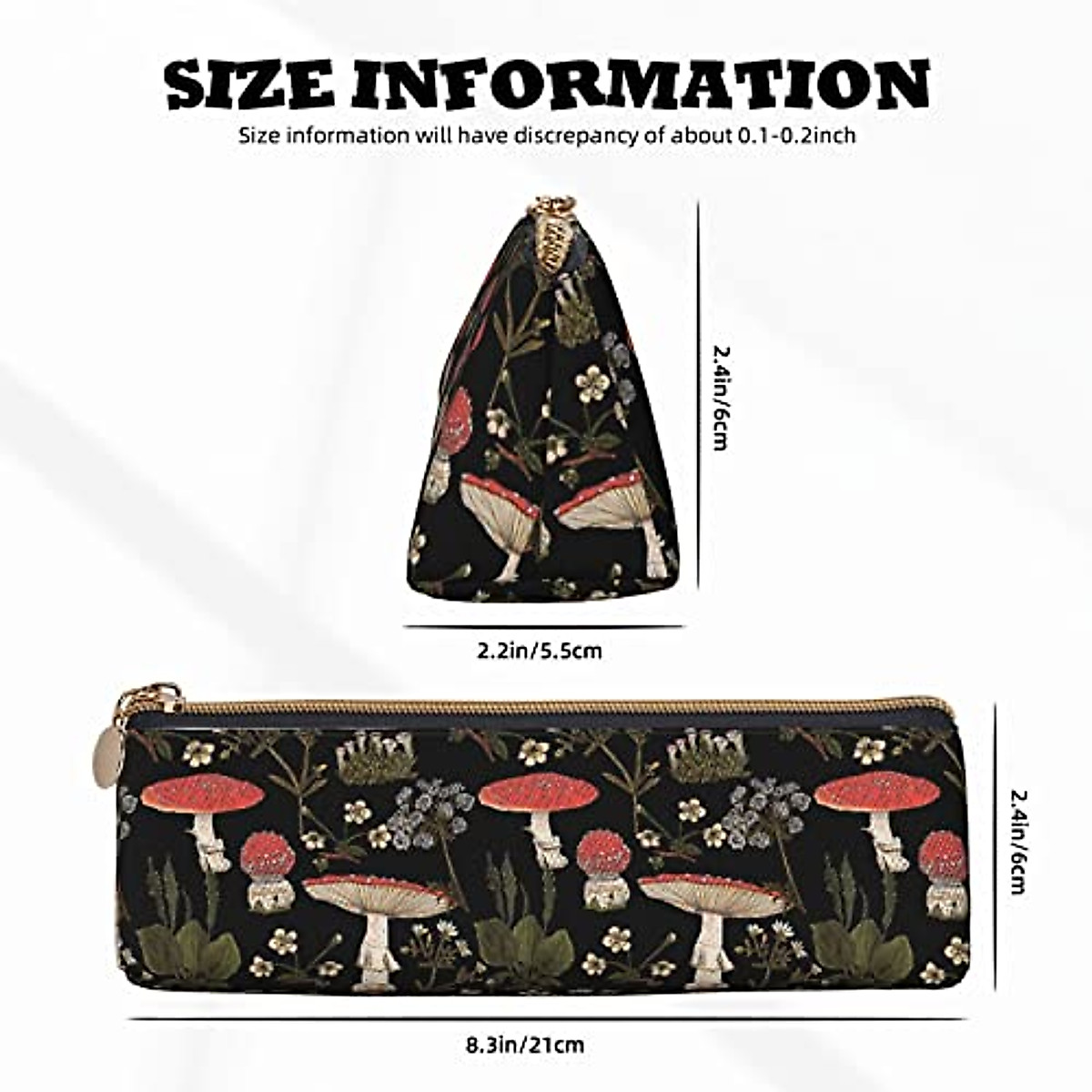 QICENIT mushroom Flower Pencil Case Women Pen Pouch Simple Carrying Box for Adult With Smooth Zipper Durable Lightweight for Office Organizer Storage Bag