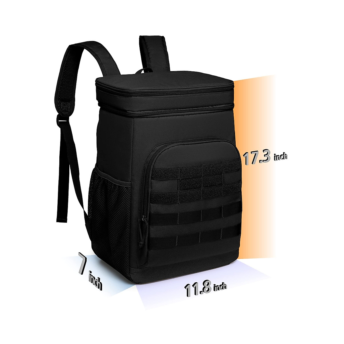 TACTICISM Backpack Cooler Men 33 Cans - Tactical Lunch Backpack Work Soft Waterproof Leakproof Insulated, Lightweight Portable Ice Chest Backpack as Gift for Hiking Picnic Beach Accessories, Black