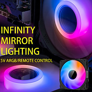 novonest RGB Case Fan,120mm Intelligent Control Silent Mirror Chassis Fan,Comes with Fan Hub,Remote Control,Adjustable Light Brightness and Light Effect Mode, UA0106(5-Pack)