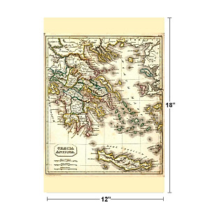 Ancient Greece Antique Style Map Travel World Map with Cities in Detail Map Posters for Wall Map Art Wall Decor Geographical Illustration Travel Destinations Cool Wall Art Print Poster 12x18
