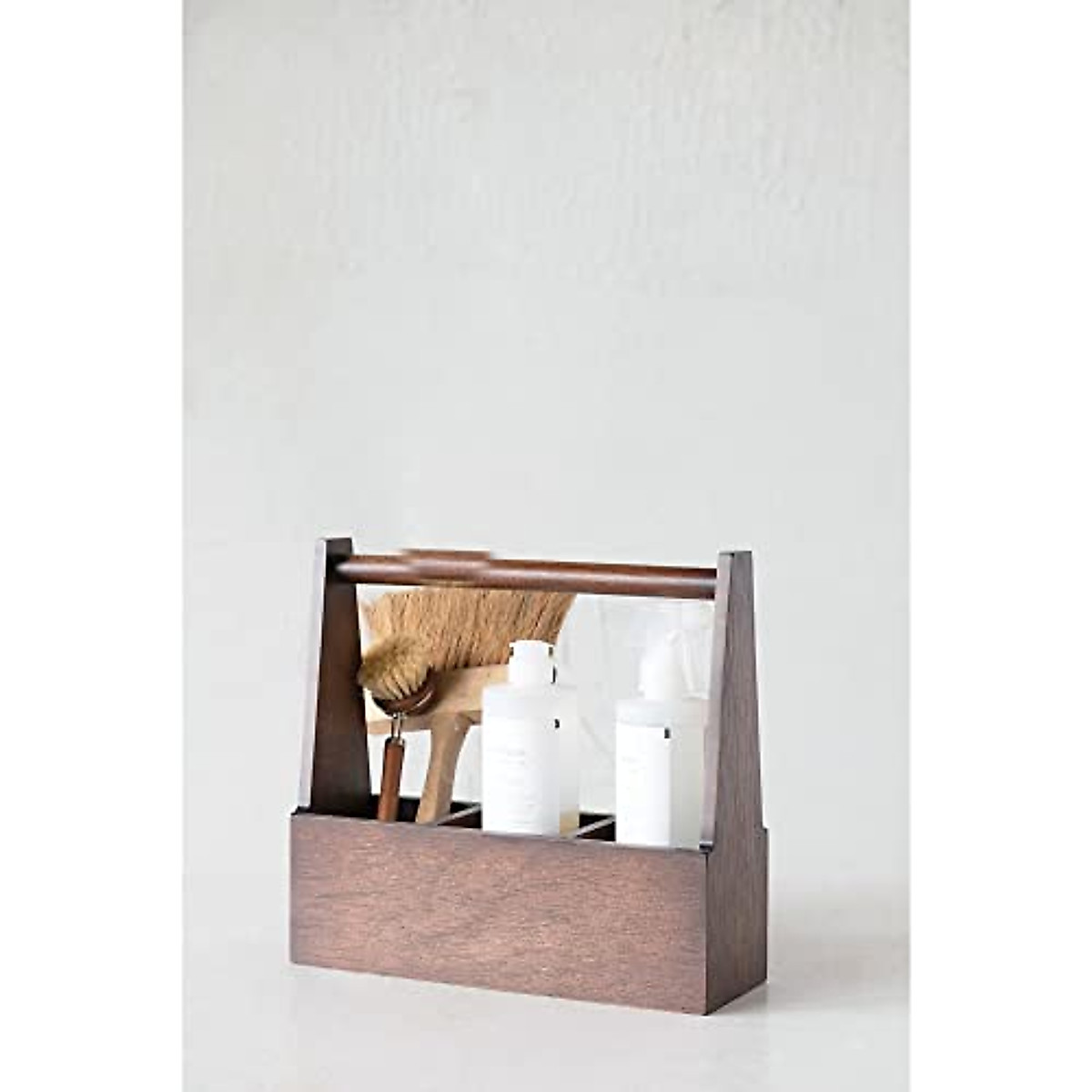 Creative Co-Op 3 Sections, Espresso Finish Caddy, 12" L x 4" W x 11" H, Brown