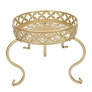 Yardwe Steel Heavy Trivet Art Stands Storage Outdoor Flowerpot Pot Bonsai Retro Flower Gold Metal Pots Shelf and Inch Base Supports Garden Round X Iron Containers Support Golden Planter