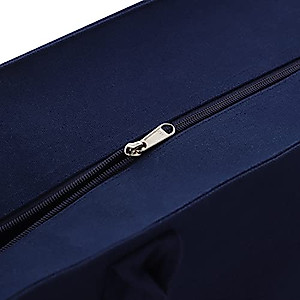 VANESSA ROSELLA Personalized Gift 100% Cotton Canvas Chic Tote Bag - Top Zipper Closure Option - With PomPom and Embroidery Customize Option (Navy)