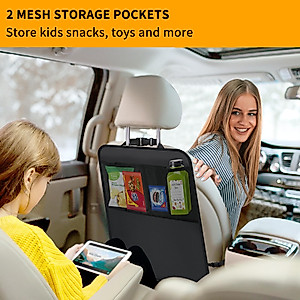 Kick Mats with Organizer - 2 Pack Backseat Protector Seat Covers for Your Car, SUV, Minivan or Truck Seats - Vehicle Back Seat Kids Safety Accessories - Universal Fit Automotive Interior Protectors