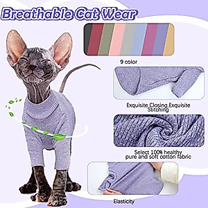 DENTRUN Sphynx Hairless Cats Shirt Pullover Kitten T-Shirts, Breathable Cat Wear Turtleneck Sweater Adorable Cat's Clothes Vest Pajamas Jumpsuit