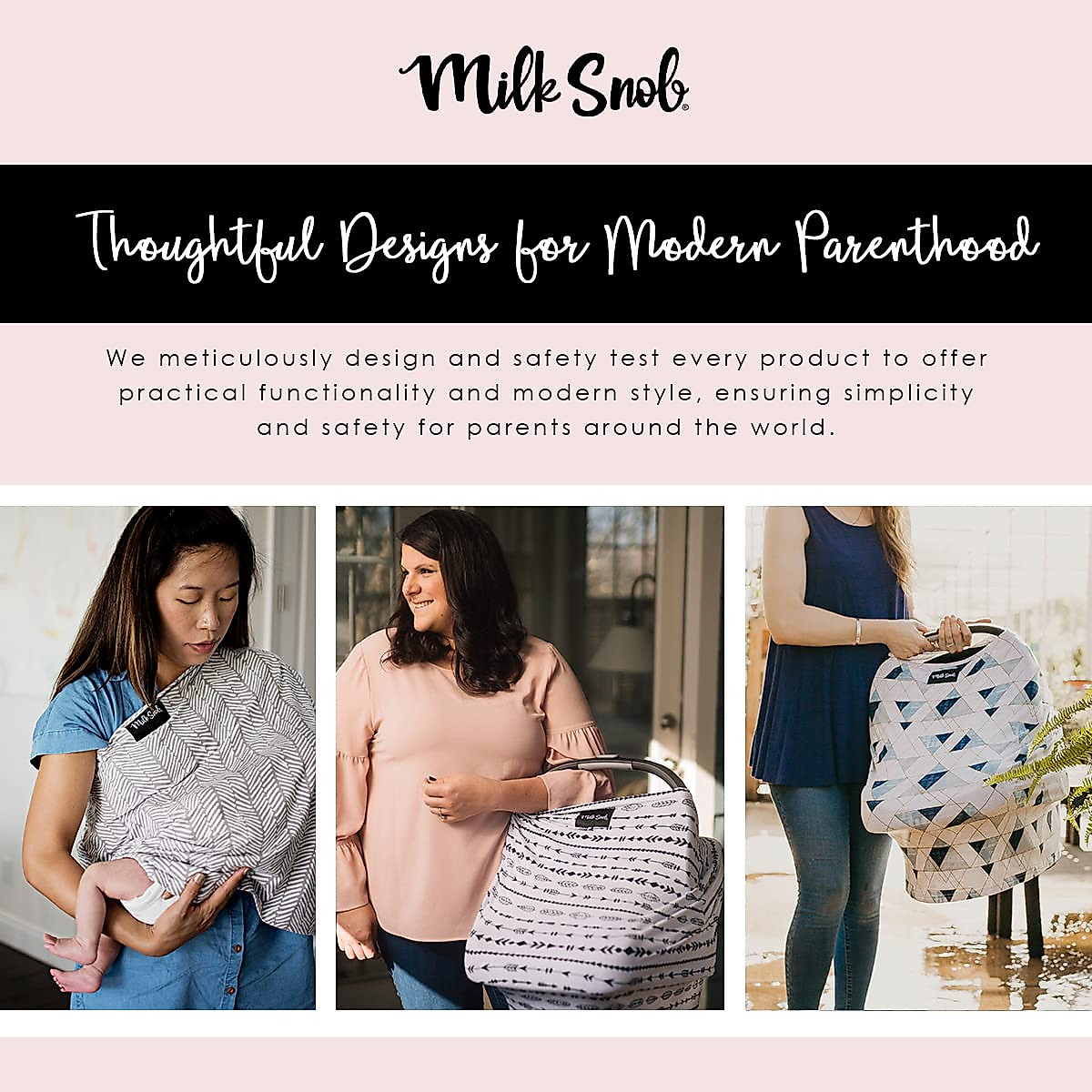 Milk Snob Original 5-in-1 Cover - Added Privacy for Breastfeeding, Baby Car Seat, Carrier, Stroller, High Chair, Shopping Cart, Lounger Canopy - Newborn Essentials, Nursing Top, Hampton Rose