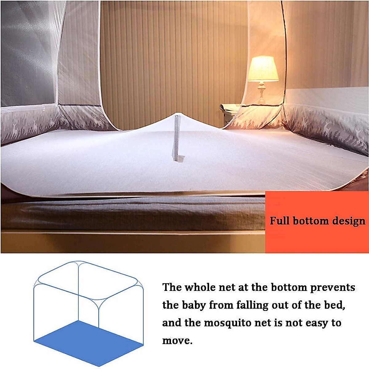 ARTFLOWERS-XIXI Mosquito Nets,180x200cm,Pop Up Protection Net,Three Door Portable Net Travel Bed with Bottom,Breathable Encryption Net,Bed Canopy for Home,Outdoor,Camping (H,200x220cm)