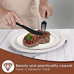 VANVRO Matte Black Silverware Set, 40-Piece Stainless Steel Flatware Set, Satin Finish tableware Cutlery Set Service for 8, Include Knives/Forks/Spoons, Dishwasher Safe