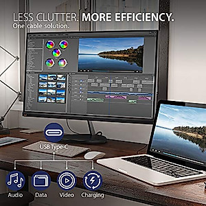 ViewSonic VX2485-MHU 24 Inch 1080p IPS Monitor with USB C 3.2 and FreeSync for Home and Office,Black
