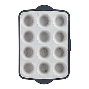 Trudeau Structure Pro Standard Muffin Pan, 12 Cavity Silicone Bakeware, Marble