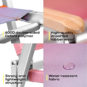 FOXCAMP Lightweight Camping Chairs | Portable Folding Chair | Beach Chair | Stylish Design with Wood Handles | Heavy Duty 330 lbs | Ultralight 5 lbs | Beach, Picnic, Concerts, BBQ