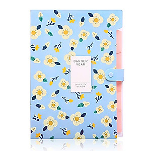 SKYDUE Expanding File Folders with 8 lables, Floral Printed Accordion Document Folder Organizer US Letter Size