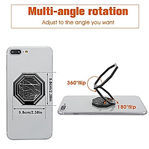cobee Cell Phone Ring Holder Finger Kickstand, 360° Rotation Metal Cellphone Back Grip Foldable Cell Phone Stand Adjustable Phone Holder Compatible with Most Smartphones(Black Marbling)