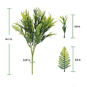 THE BLOOM TIMES Artificial Greenery Stems Pack of 6, Fake Foliage Plants Faux Flowers for Home, Wedding, Garden, Farmhouse, Garden, Patio, Indoor and Outdoor Decor in Bulk Wholesale