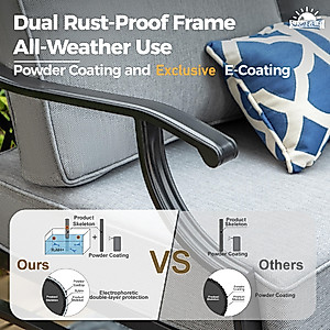 SUNSHINE VALLEY Metal Patio Furniture Sofa with 5.75" Extra Thick Waterproof Cushion, 3-Seater Deep Seating & High-Back Outdoor Couch All Weather Outdoor Seating for Backyard Deck Front Porch, Gray