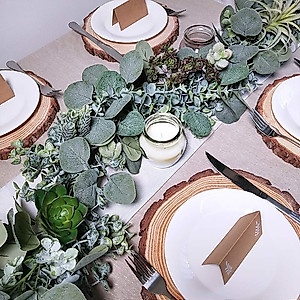 Winlyn 5.9' Long Faux Leaves Greenery Artificial Silver Dollar Eucalyptus Garland in Grey Green Wedding Arch Swag Backdrop Garland Doorways Table Runner Garland Indoor Outdoor