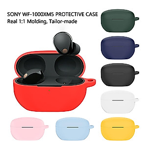 Silicone Case Compatible with Sonys WF-1000XM5 Earbuds Headphones, Shockproof & Anti-Scratch Portable Protective Cover for The Best Truly Wireless WF-1000XM5 Earbuds (Black)