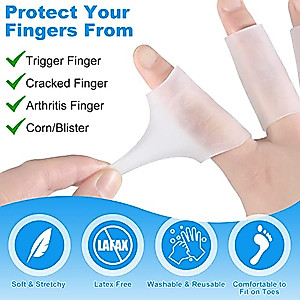 Treela 40 Pieces Gel Finger Sleeve Protectors Silicone Finger Sleeve for Thumb Trigger Finger Arthritis Silicone Finger Tubes for Preventing Bruised Cracking Hand Eczema Practising Golf