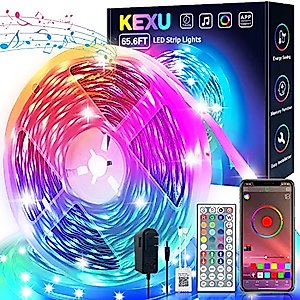 KEXU 65.6 ft Led Lights for Bedroom Led Strip Lights Led Light Strips with App Music Sync Lights for Bedroom Led Lights for Room Decoration