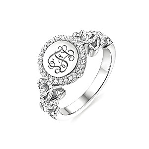 GSBSCSM Personalized Custom Engraved Sterling Silver Crown Monogram Ring Mother's Day Jewelry Initial Ring Wedding Band