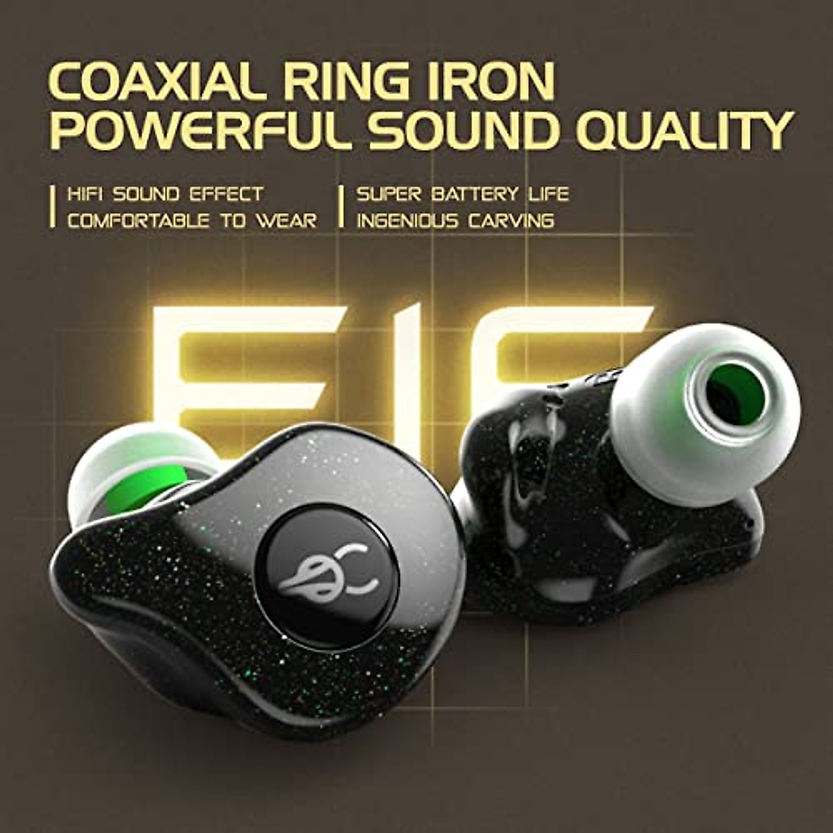 Sabbat E16【Astria Coaxial Acoustic Architecture】 Wireless Earbuds Blutooth 5.2 in-Ear HiFi Stereo Headphones with Built-in Mic and Charging Case Suitable for iOS, Android(Mystic Black)