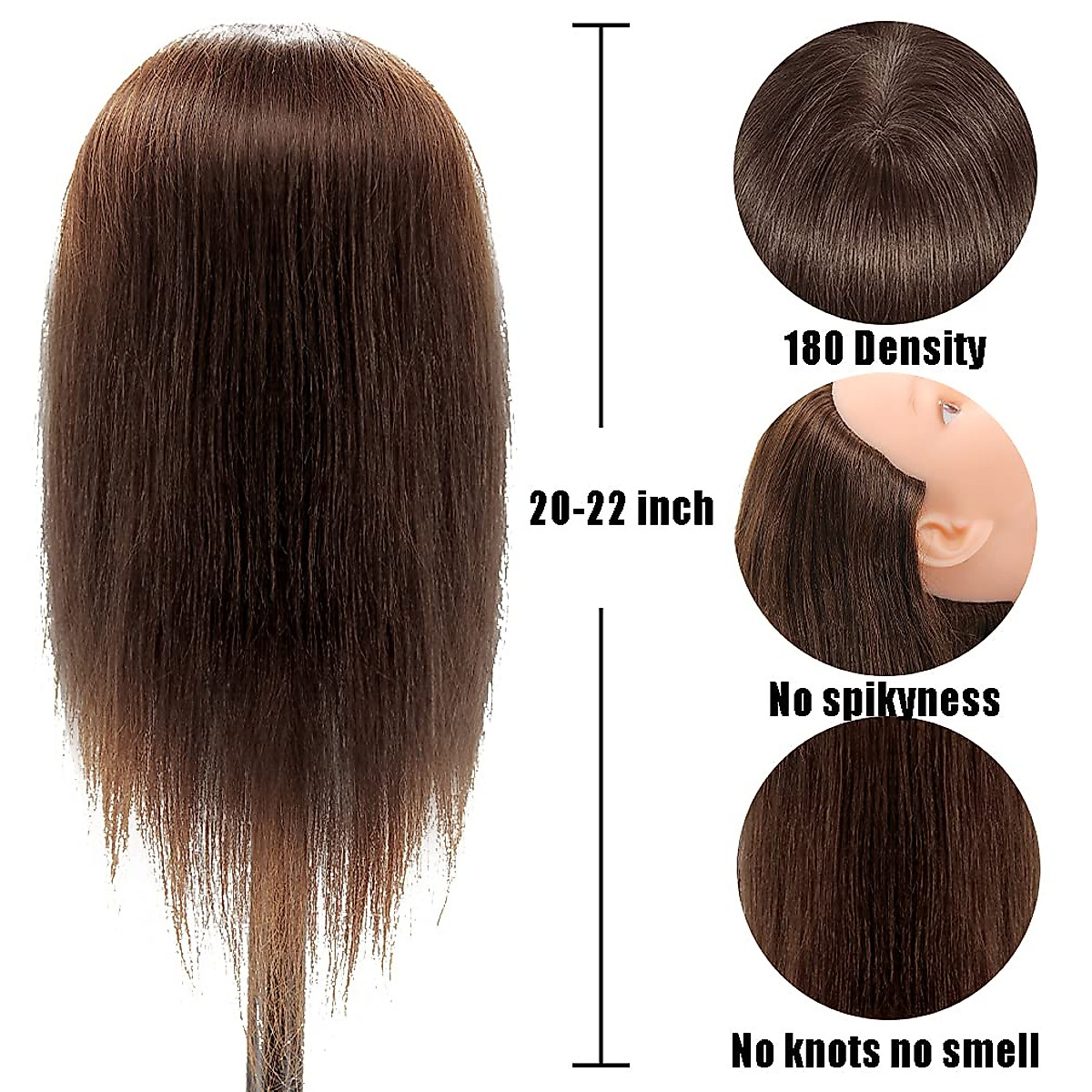 CZFY Cosmetology Mannequin Head with 100% Real Human Hair and Adjustable Stand 22-24” for Braiding Hair Styling Training Hairart Barber Hairdressing Fashion Salon Display (Blonde)