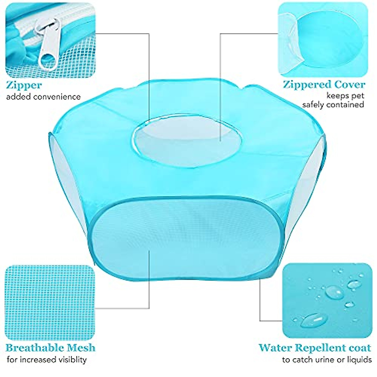 PrimePets Guinea Pig Playpen, Small Animal Playpen, Foldable Cat Cage Tent with Zipper Cover, Portable Waterproof Pop-Up Play Yard Fence for Rabbit Hamster Rabbit, Indoor Small Pet Exercise Pen