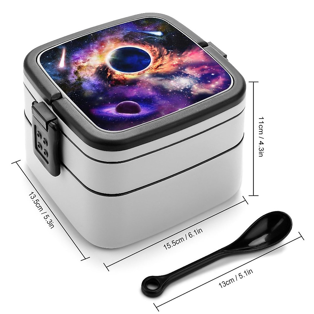 Big Bang Solar System Planet Lunch Box Adult Double Layer Bento Box Leak Proof Travel Containers with Spoon for Hot Food Office