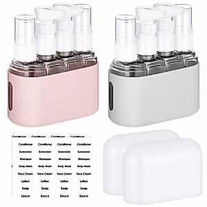2 Sets 8 Pieces Leak Proof Travel Bottles Accessories TSA Approved Leak Proof Squeezable Travel Size Toiletries, Portable Travel Liquid Container, Sprayer Travel Size Toiletry Bottles with Tag