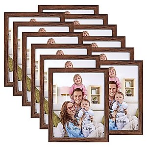 Giftgarden 8x10 Picture Frame Brown Set of 12, Multi Rustic Walnut Wood-Color 8 by 10 Photo Frames Bulk for Wall or Tabletop Display