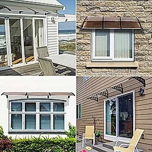 Simply-Me 40" x 120" Door Window Awning Polycarbonate Cover Front Door Outdoor Patio Awning Canopy UV Rain Snow Protection Hollow Sheet (Brown & Black)