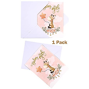 WRAPAHOLIC 16" Extra Large Baby Girl Gift Bag with Card and Tissue Paper - For Baby Shower, New Baby