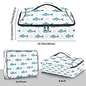 Kcldeci Insulated Thermal Food Carrier Insulated Casserole Carrier for Hot or Cold Food,Cartoon Fish Sea Life Insulated Tote Bag for Potluck Cookouts Parties Picnic,Lasagna Lugger