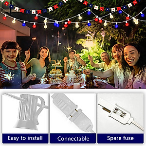 25Ft G40 Outdoor Clear Globe String Lights, Connectable Waterproof Edison String Lights for Outside Backyard Wedding Patio Bistro Party Decoration, 5W, E12 Base, Black Wire