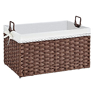 SONGMICS Laundry Basket, Laundry Hamper with 2 Removable Liner Bags & 3 Mesh Laundry Bags, 75L Sturdy Tall Laundry Bin, Freestanding Clothes Hamper with Handles, for Bathroom Dorm, Brown URST375K01