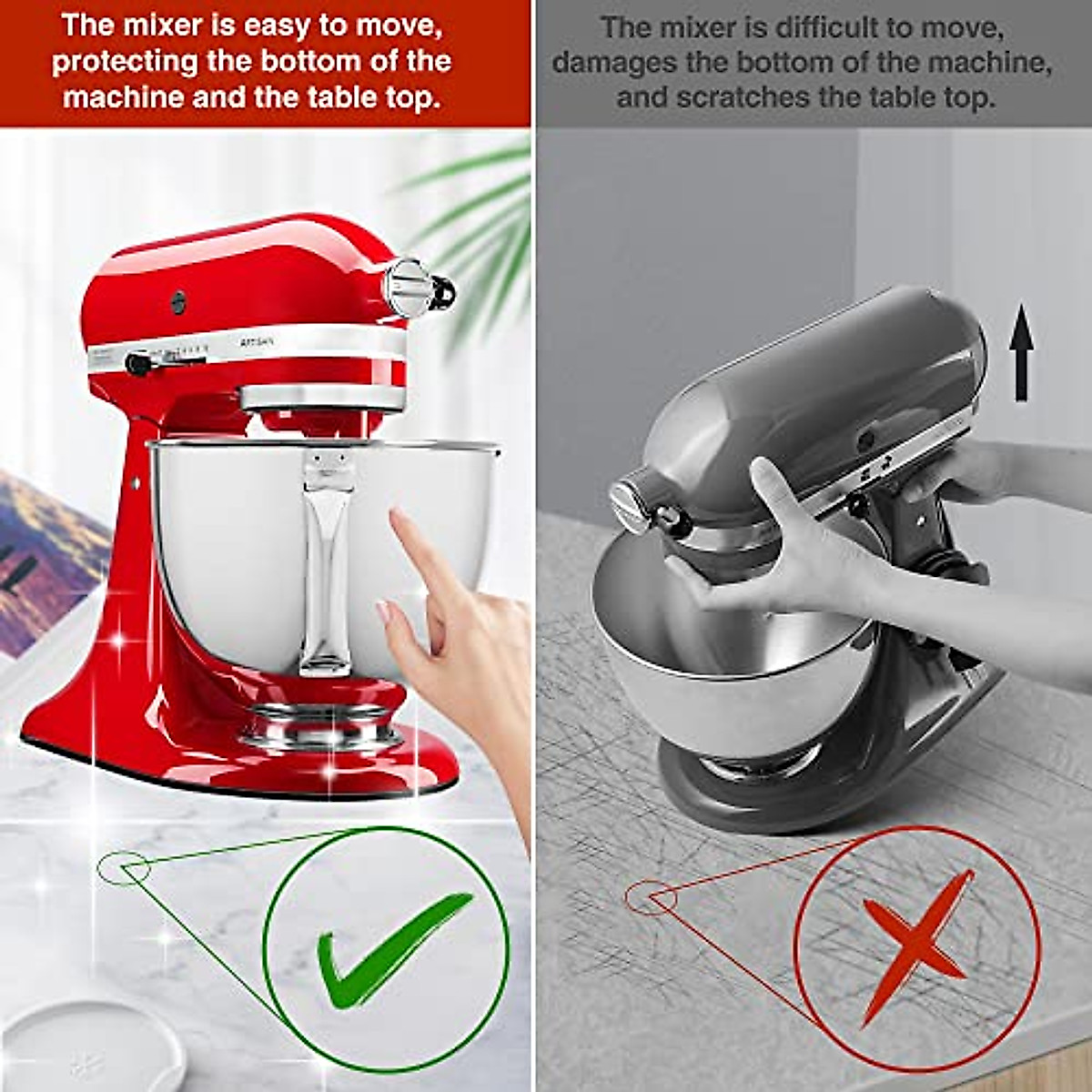 Sliding Mat for Kitchenaid Mixer with Black Kitchen Accessory,Mover Slider Mat Pad for 5-8 Qt Bowl Lift Stand Mixer, Kitchen Appliances Slider Mat, Kitchen Aid Mixers Accessories