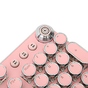 Mechanical Keyboard, 104 Keys Wired Retro Typewriter Round Punk Keycap Gaming Keyboard with Adjustable RGB Backlit Multi Mode for Gamer Typist E-Sports()