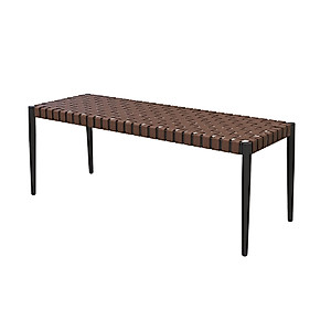 Grand patio Outdoor Bench Leather-Look Wicker Patio Seating Bench for Front Porch Backyard Park Outside Furniture Décor