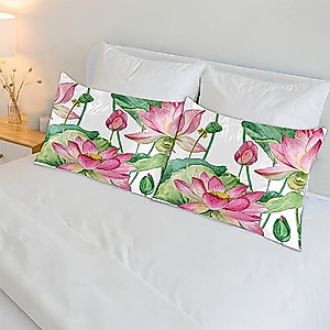 Floral Lotus Pattern Satin Pillow Cases Silk Satin Pillowcase for Hair and Skin Standard Set of 2 Super Soft Silk Pillowcase with Envelope Closure (20x26 in)