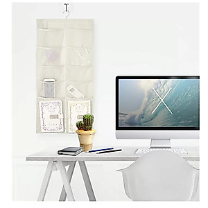 ZHONGLI Hanging mesh Pockets, Oxford Cloth Double-Sided Wardrobe Storage Bags, Used for Underwear, Bras, Socks, Accessories with Hangers (Beige（5+10）)