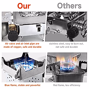 SAN LIKE Portable Backpacking Stove Lightweight Camping Stove with Windproof Sheets, Strong Blue Flame, Pocket Stove Furnace Burner For Backpacking Hiking Picnic BBQ Ice Fishing Survival Emergency