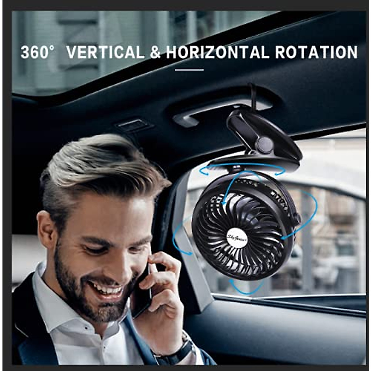 BRIGENIUS Battery Operated Stroller Fan, Portable Clip on Mini Desk Fan with 2600mAh Rechargeable Battery, USB Powered Clip Fan for Baby Stroller Office Outdoor Travel