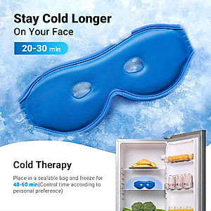 Gel Eye Mask Reusable Cooling Eye Mak with Eye Holes, Cold Eye Sleep Mask for Women Men, Eye Ice Pack Cold Eye Compress for Puffy Eyes Migraine Headache, Stress Relief, Dry Eyes Dark Circles