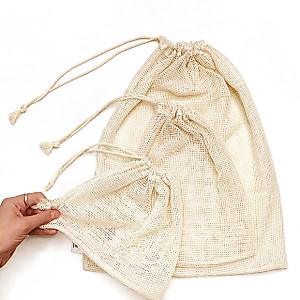 Mesh Produce Bags |Cotton Mesh Bags for Vegetables| Reusable Produce Bags Onion Storage Bags | Mesh Grocery Bag Vegetable Bag Fruit bag Food Bag| 9"x12" 6-Pack