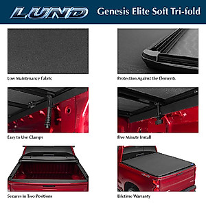 Lund Genesis Elite Tri-Fold Soft Folding Truck Bed Tonneau Cover | 958120 | Fits 2014 - 2021 Toyota Tundra w/track system 5' 7" Bed (66.7")