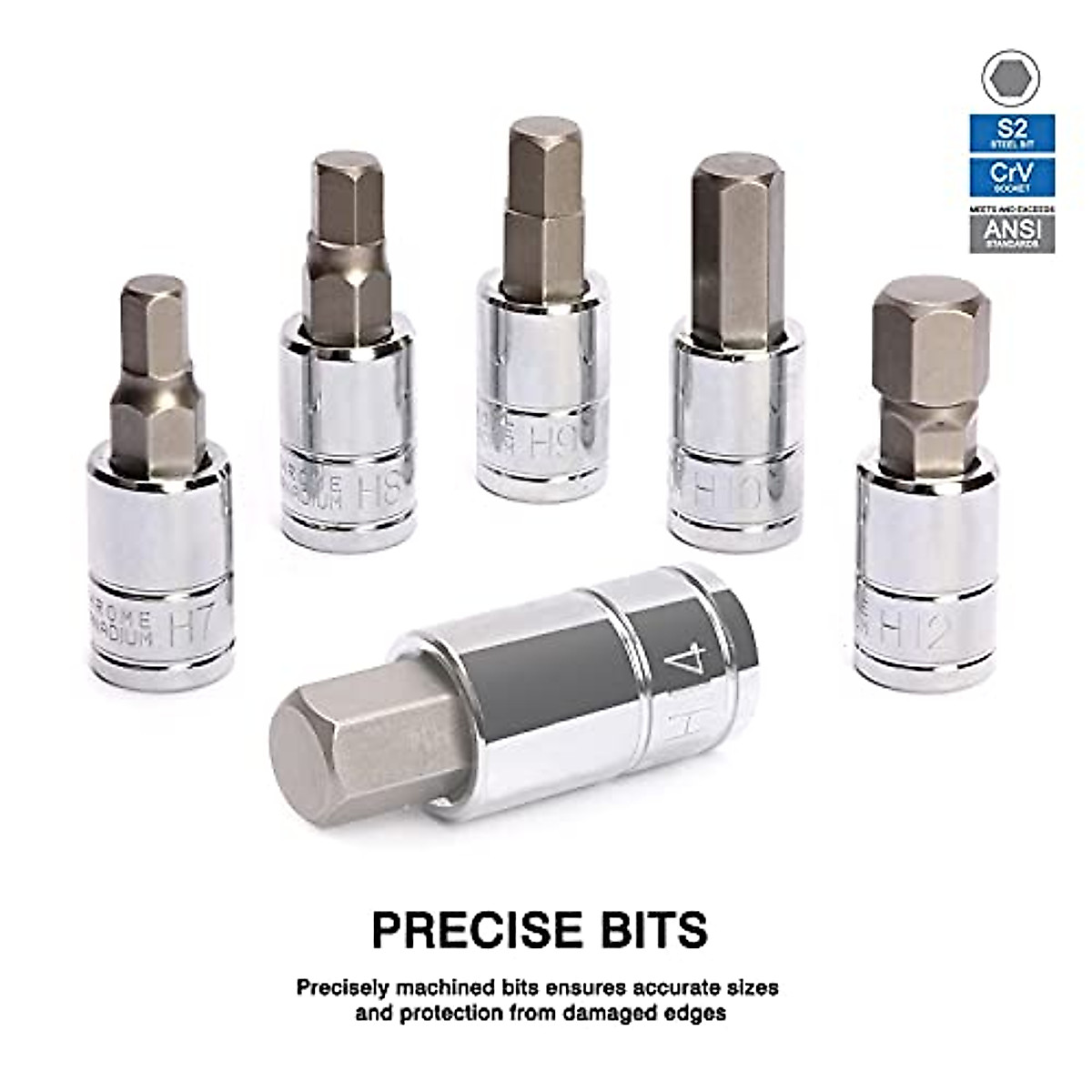 CASOMAN 33 Piece Master Hex Bit Socket Set, S2 Steel, SAE And Metric, Allen Socket Bit, 5/64-inch to 3/4-inch, 2mm to 19mm Socket Tool Kit