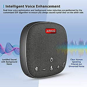 AIRHUG Bluetooth Speakerphone,Conference Speaker with Microphone,6 metes HD Voice Pick Up,Advanced Noise Reduction Algorithm,USB-C Plug & Play,Compatible with Zoom,MS Team,Skype