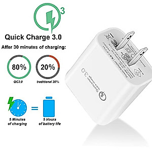 TPLTECH Quick Charge 3.0 Fast Wall Charger for TracFone LG Rebel 4 LTE L212VL/L211BL/237C/530G/Power L22C/Ultimate,LG G3 G4 V10 K10,Phoenix 2 K350N 3 4/K4,LG Rebel 2 X210/Rebel 3 L158VL Micro USB Cord